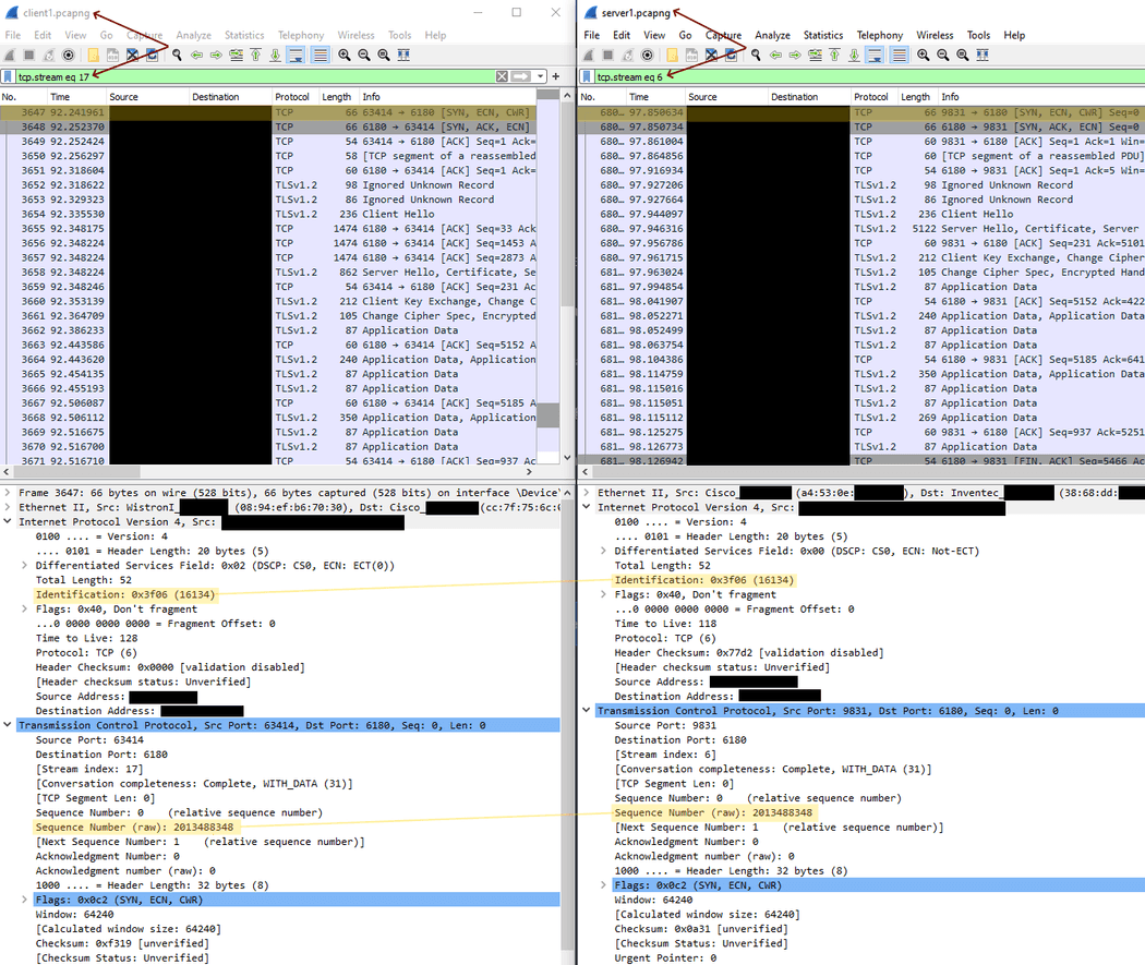 Matching Tcp Streams Between Client And Server Wireshark Packet Captures Using Powershell